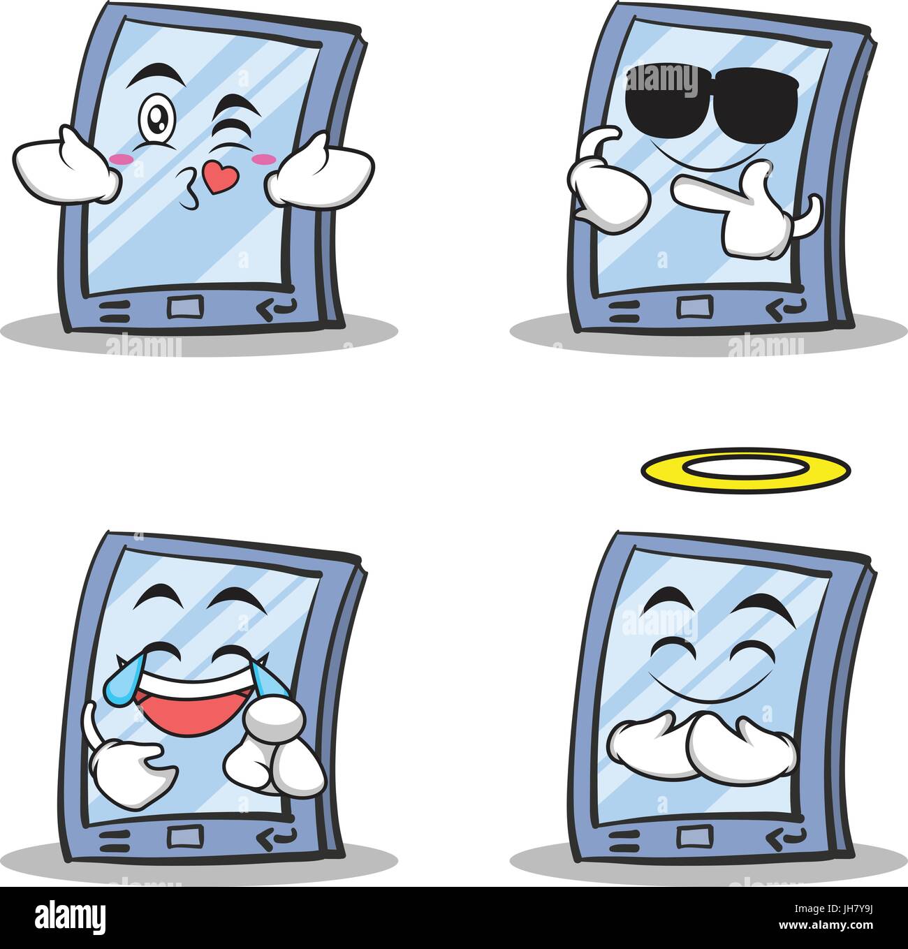 Collection set tablet character cartoon style Stock Vector Image & Art ...