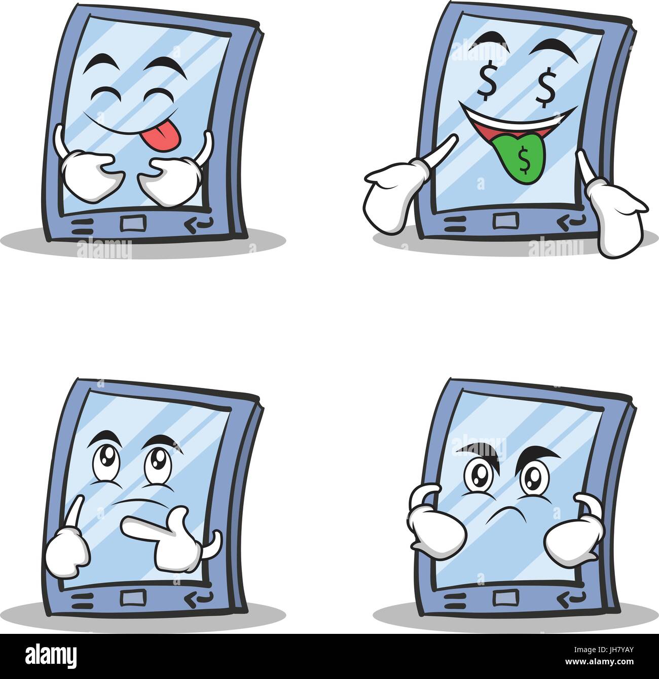 Thinking face smartphone cartoon hi-res stock photography and images ...