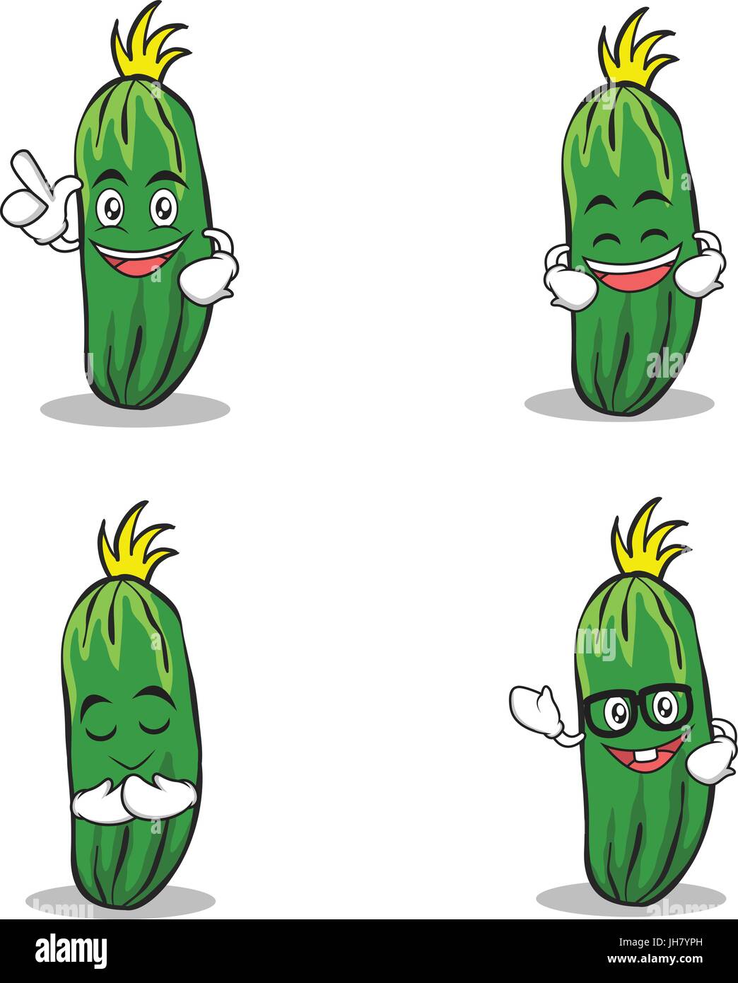 Set of cucumber character cartoon collection Stock Vector Image & Art ...