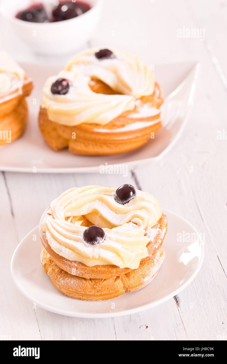 Zeppole with pastry cream Stock Photo - Alamy