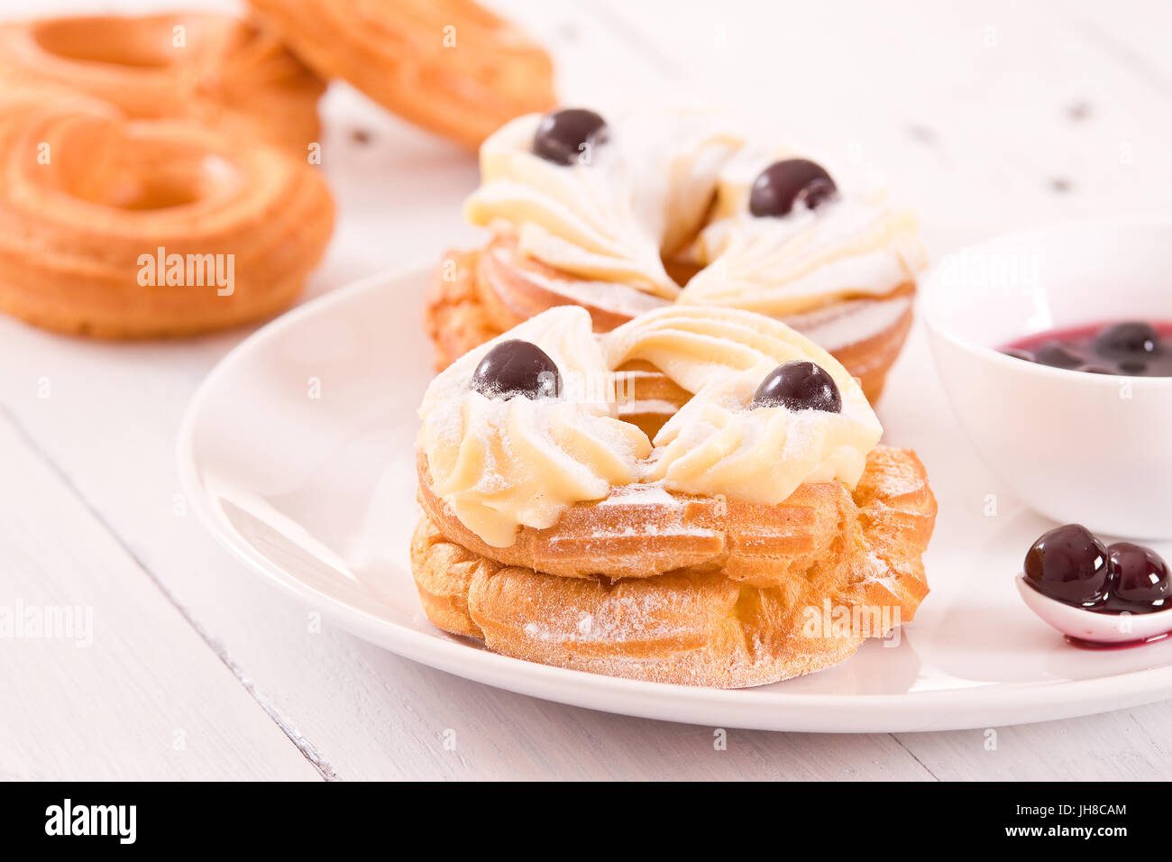 Zeppole with pastry cream Stock Photo - Alamy