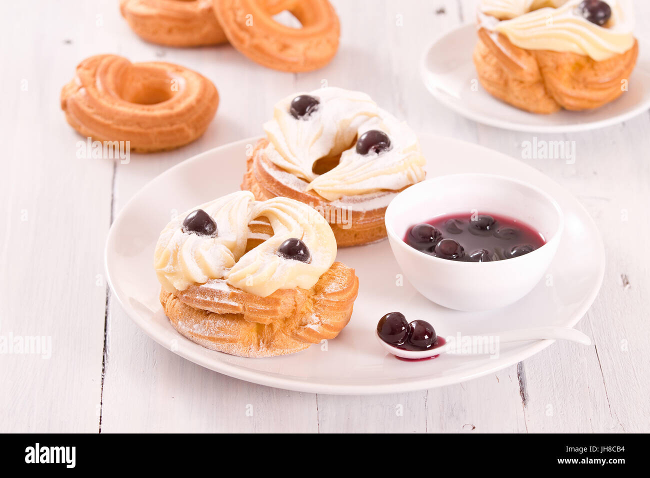Zeppole with pastry cream Stock Photo - Alamy