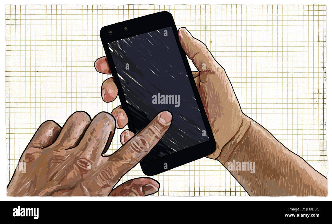 Illustration of Hands with Blank Smartphone ready to use Stock Photo ...