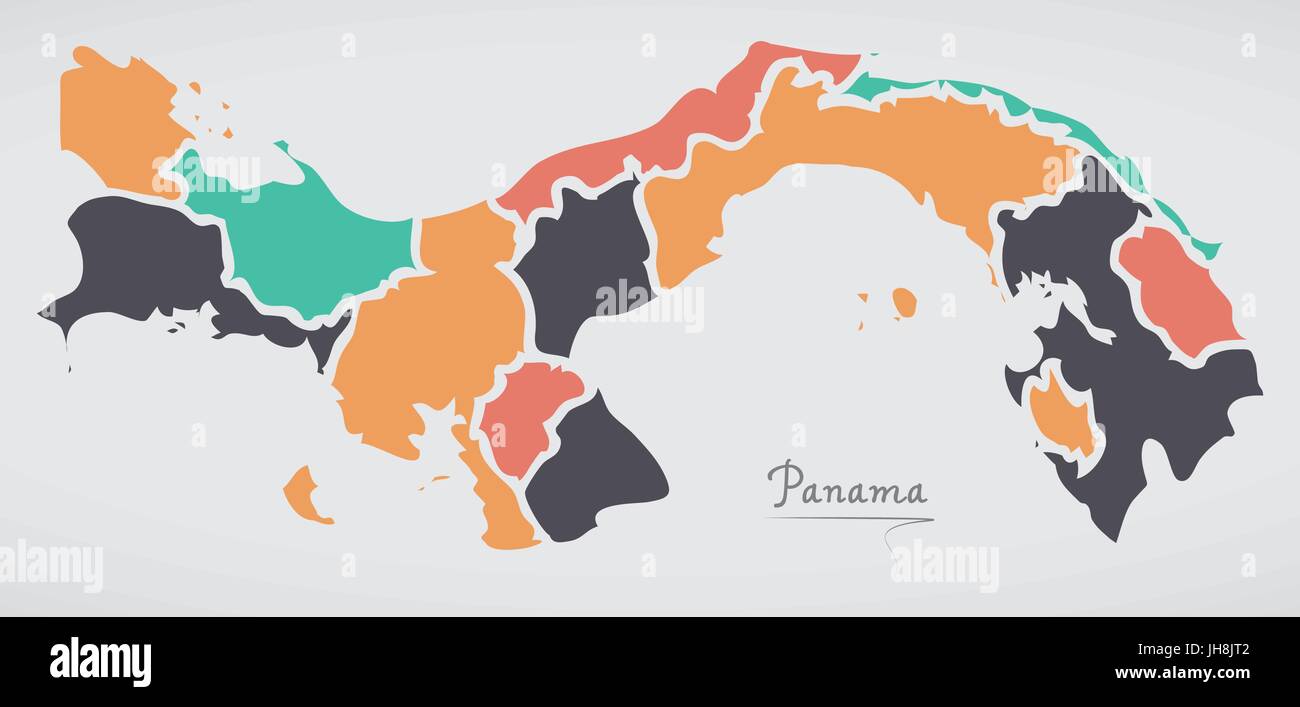 Panama Map with states and modern round shapes Stock Vector Image & Art ...