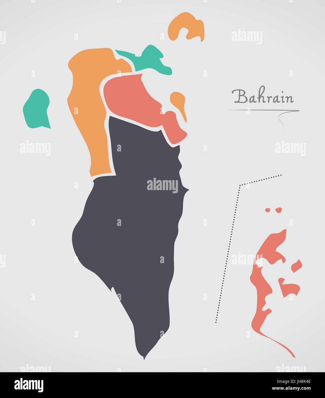 Bahrain Map with states and modern round shapes Stock Vector Image ...