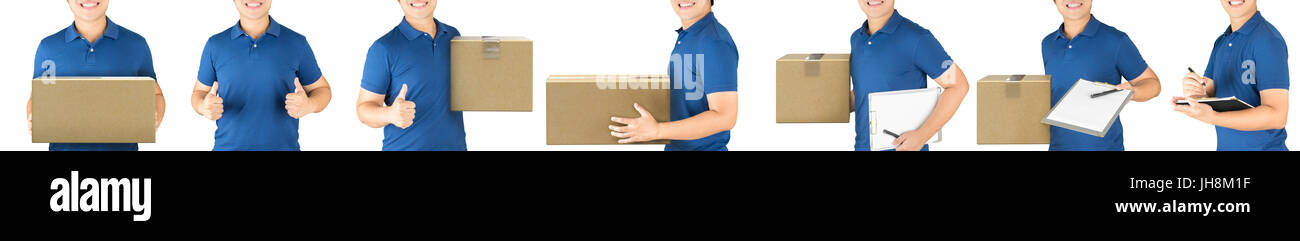 various action of delivery man isolated on white Stock Photo - Alamy