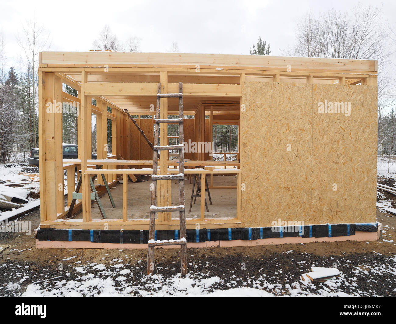 Construction of a frame house Stock Photo - Alamy