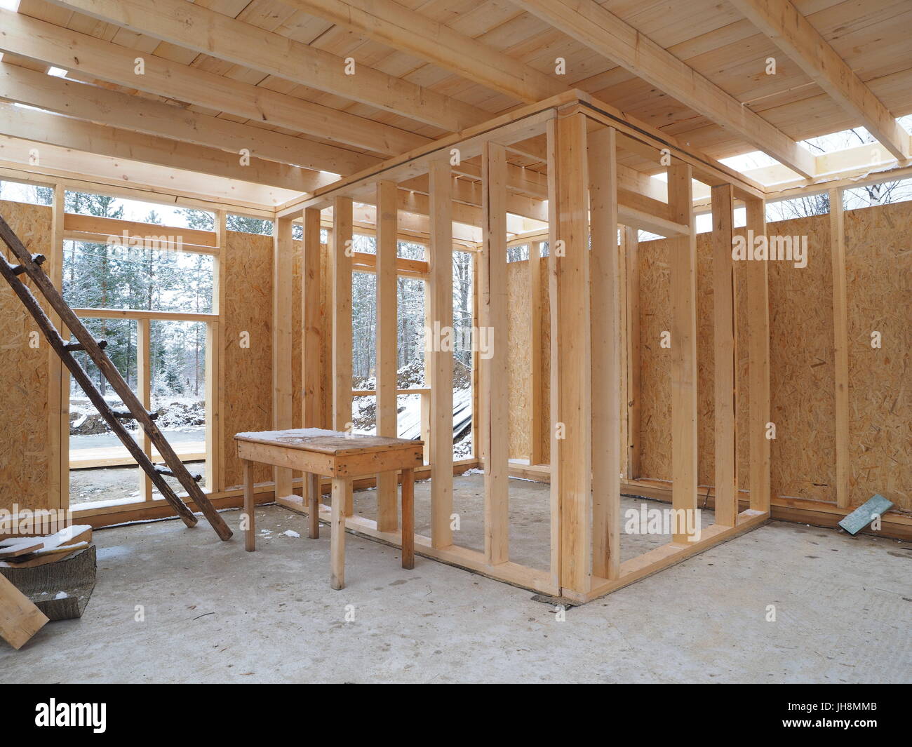 Construction of a frame house Stock Photo - Alamy