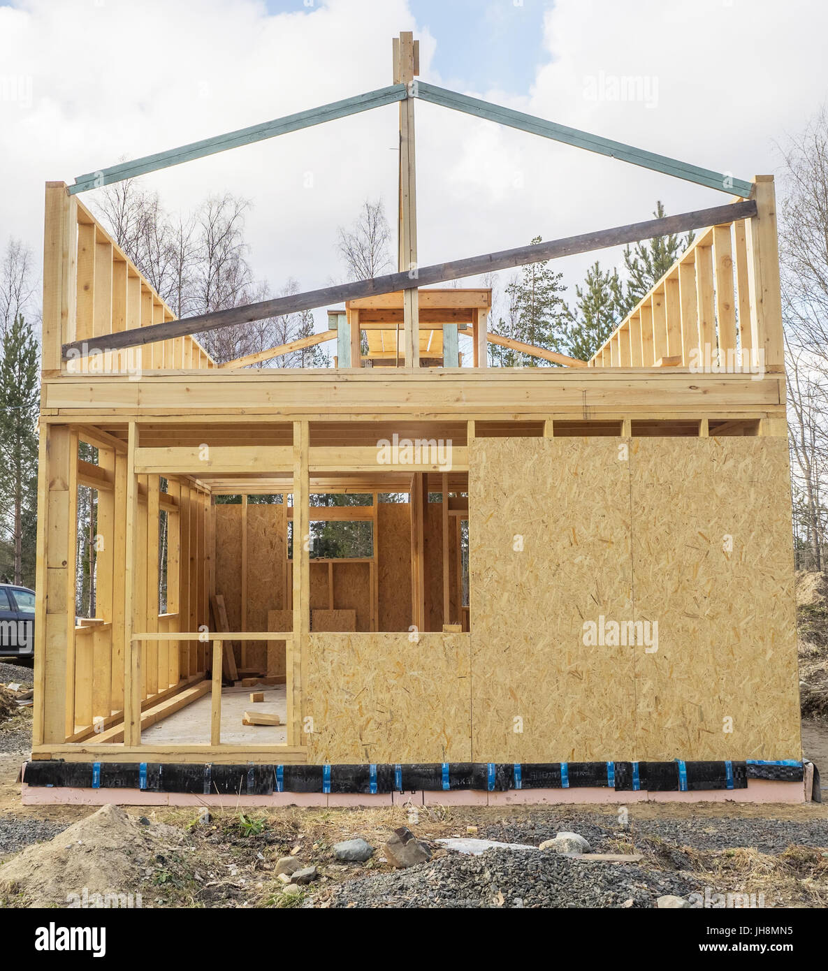 Construction of a frame house Stock Photo - Alamy