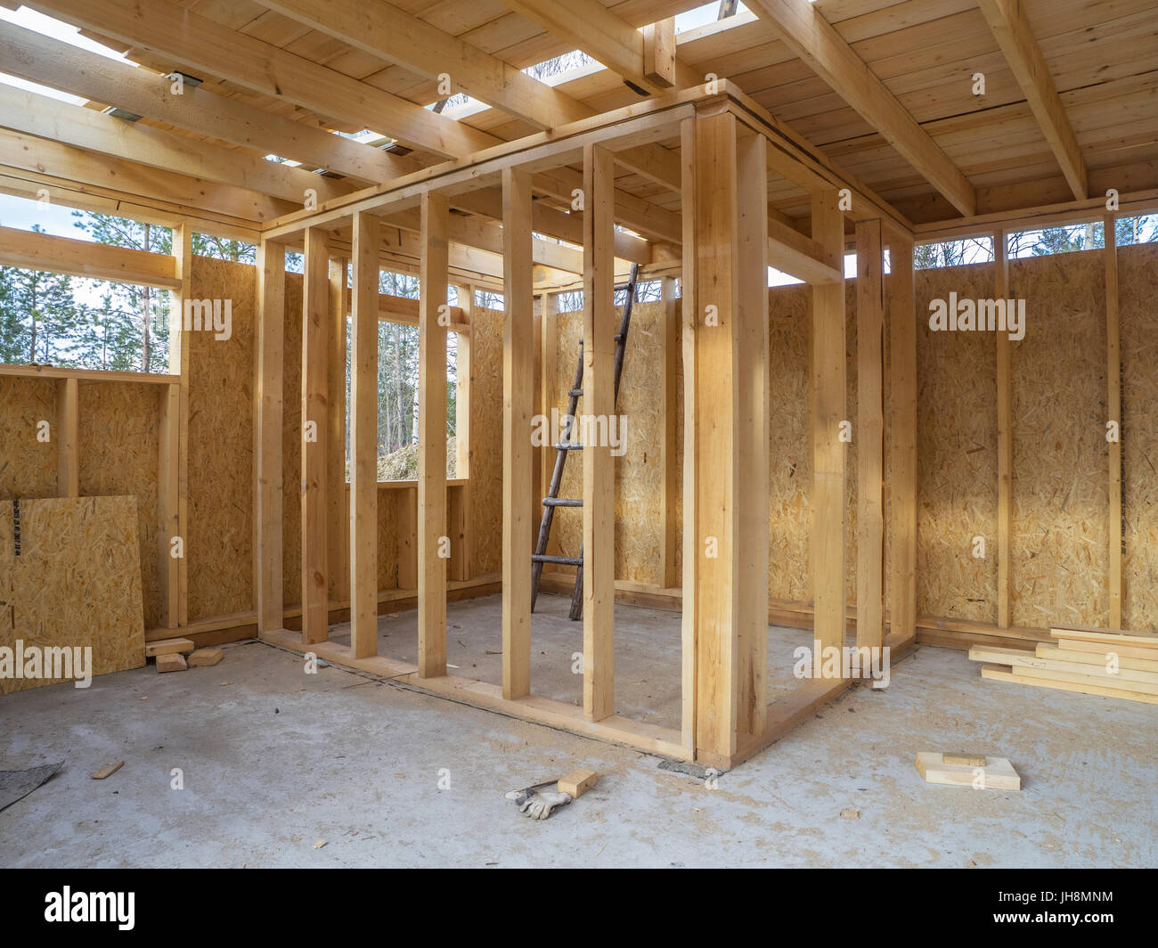 Construction of a frame house Stock Photo - Alamy
