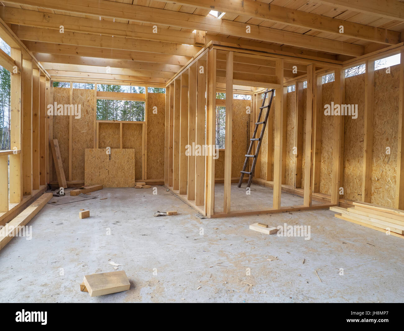 Construction of a frame house Stock Photo - Alamy