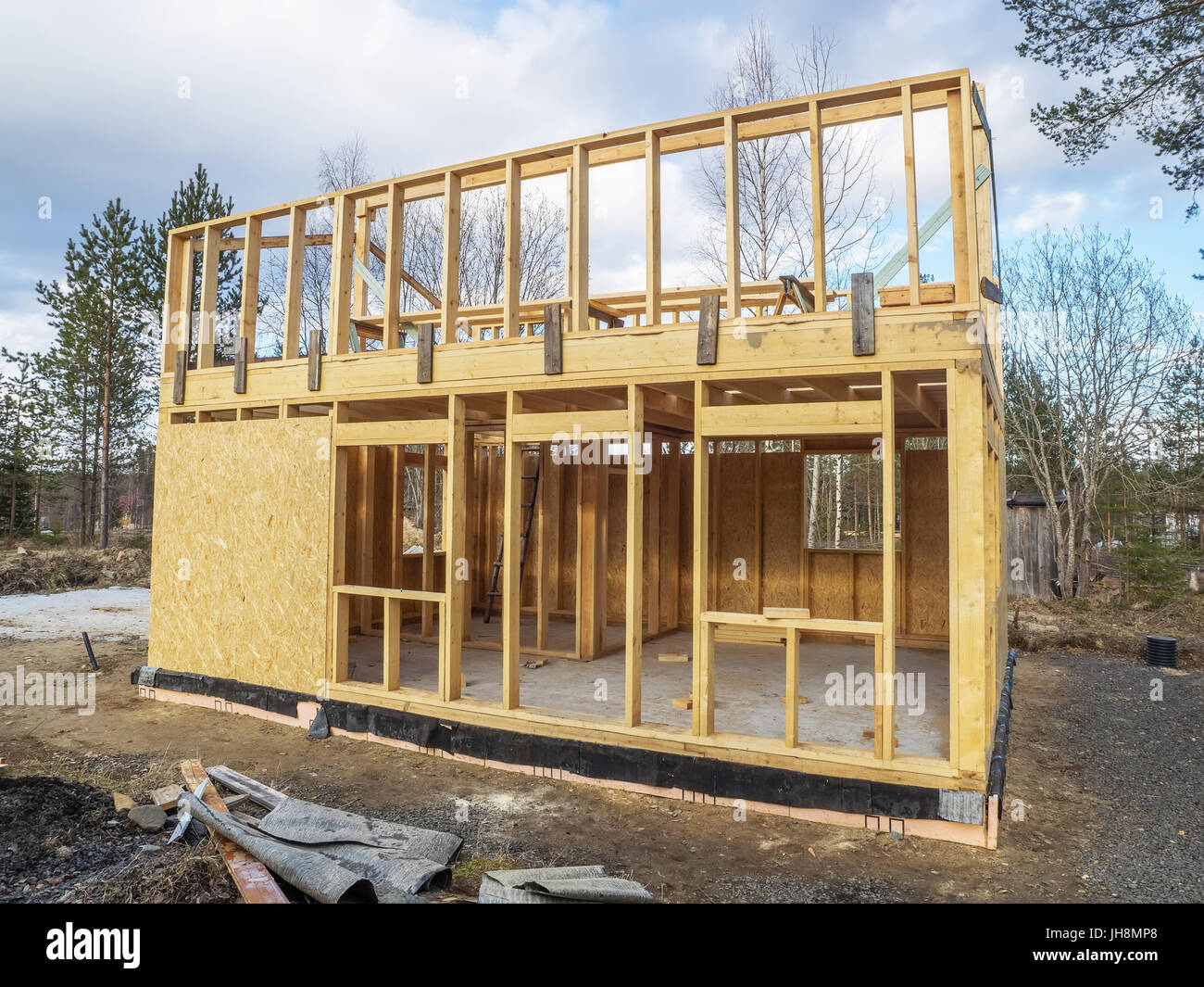 Construction of a frame house Stock Photo - Alamy