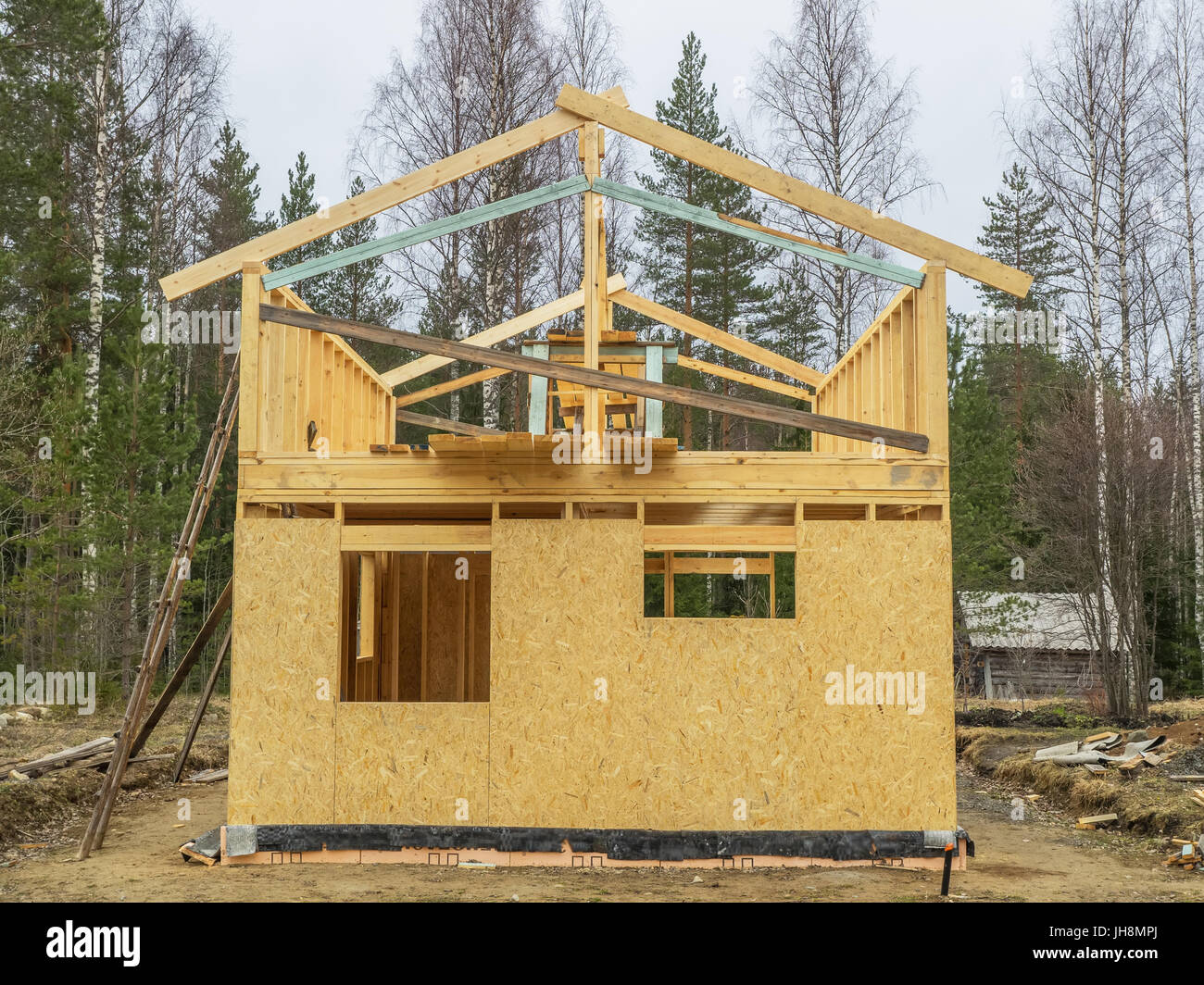 Construction of a frame house Stock Photo - Alamy