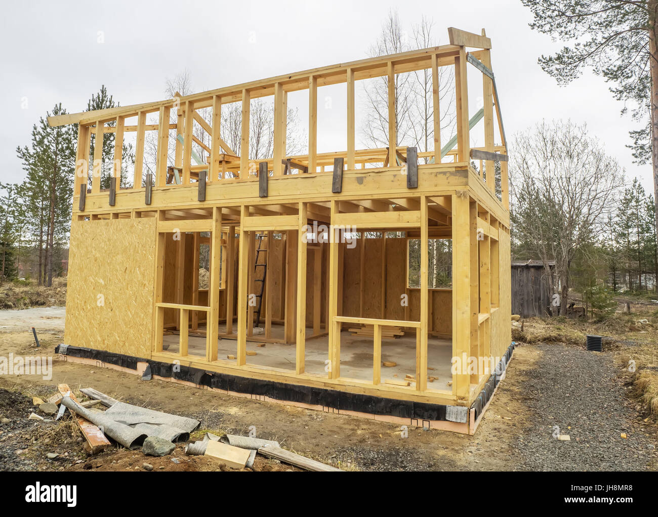 Construction of a frame house Stock Photo - Alamy