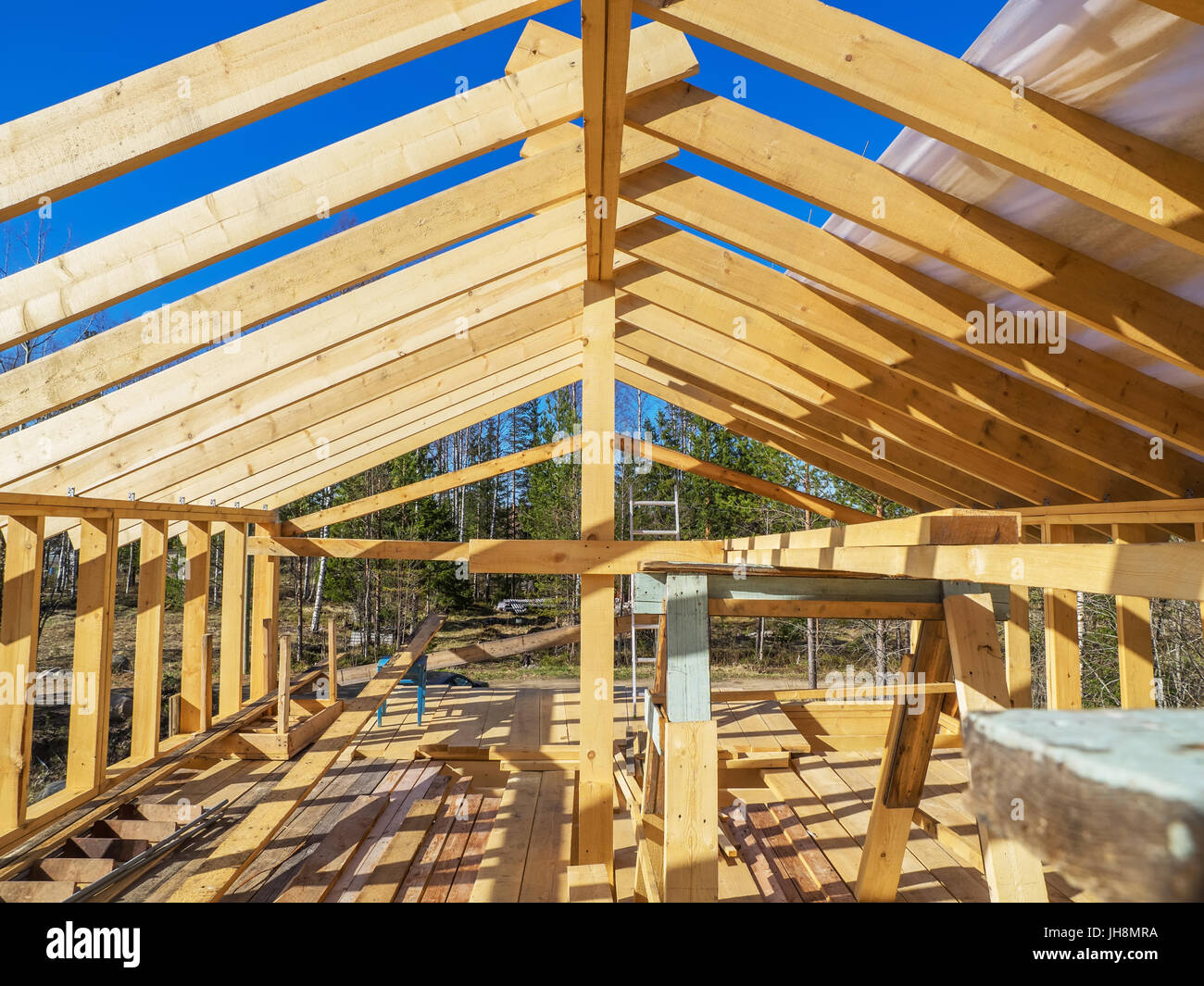 Construction of a frame house Stock Photo - Alamy