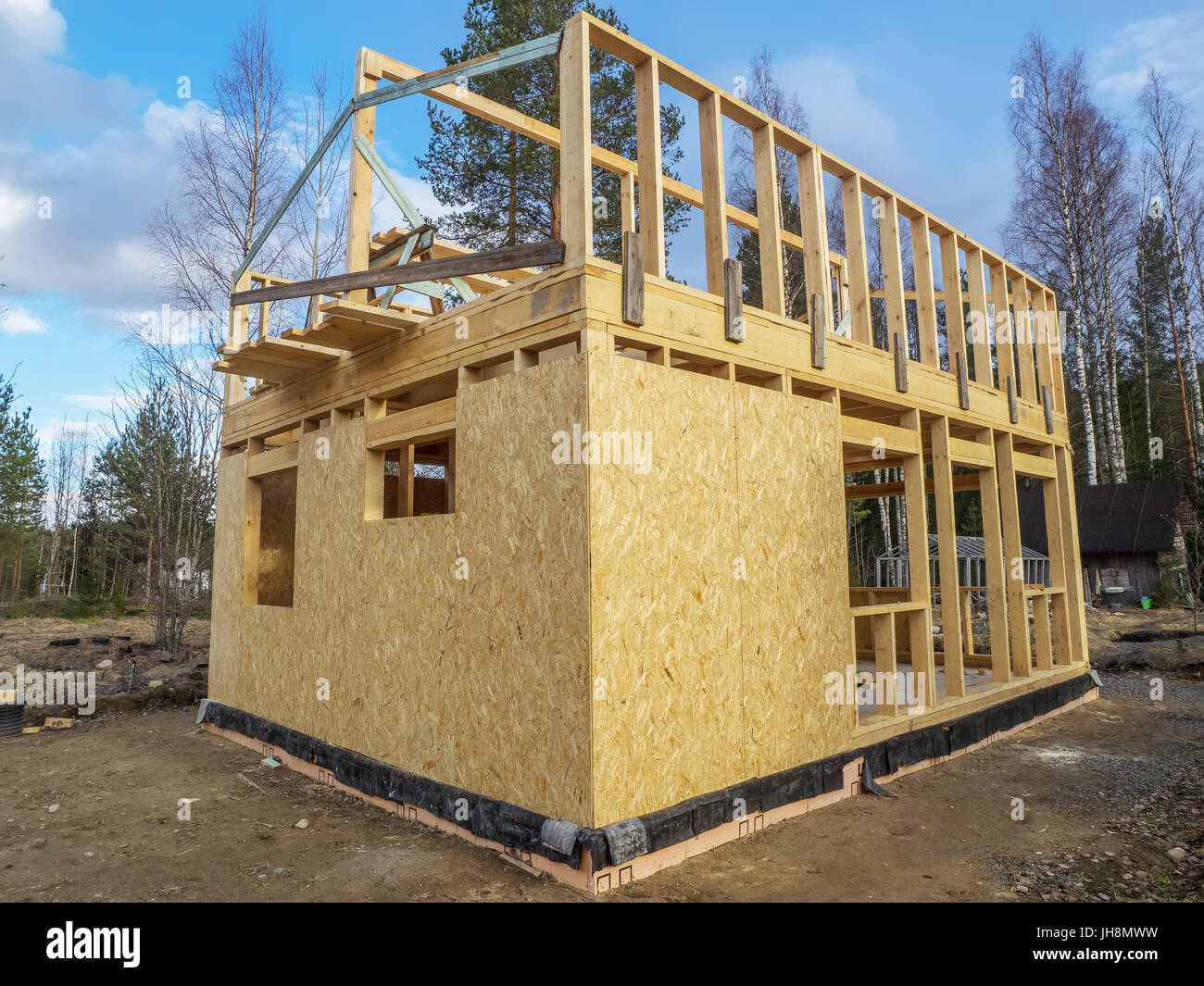 Construction of a frame house Stock Photo - Alamy