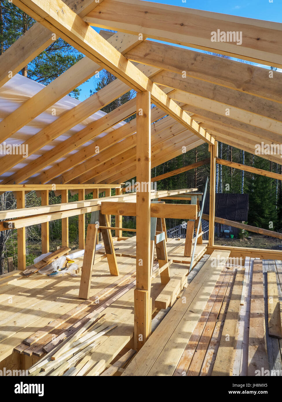 Construction of a frame house Stock Photo - Alamy