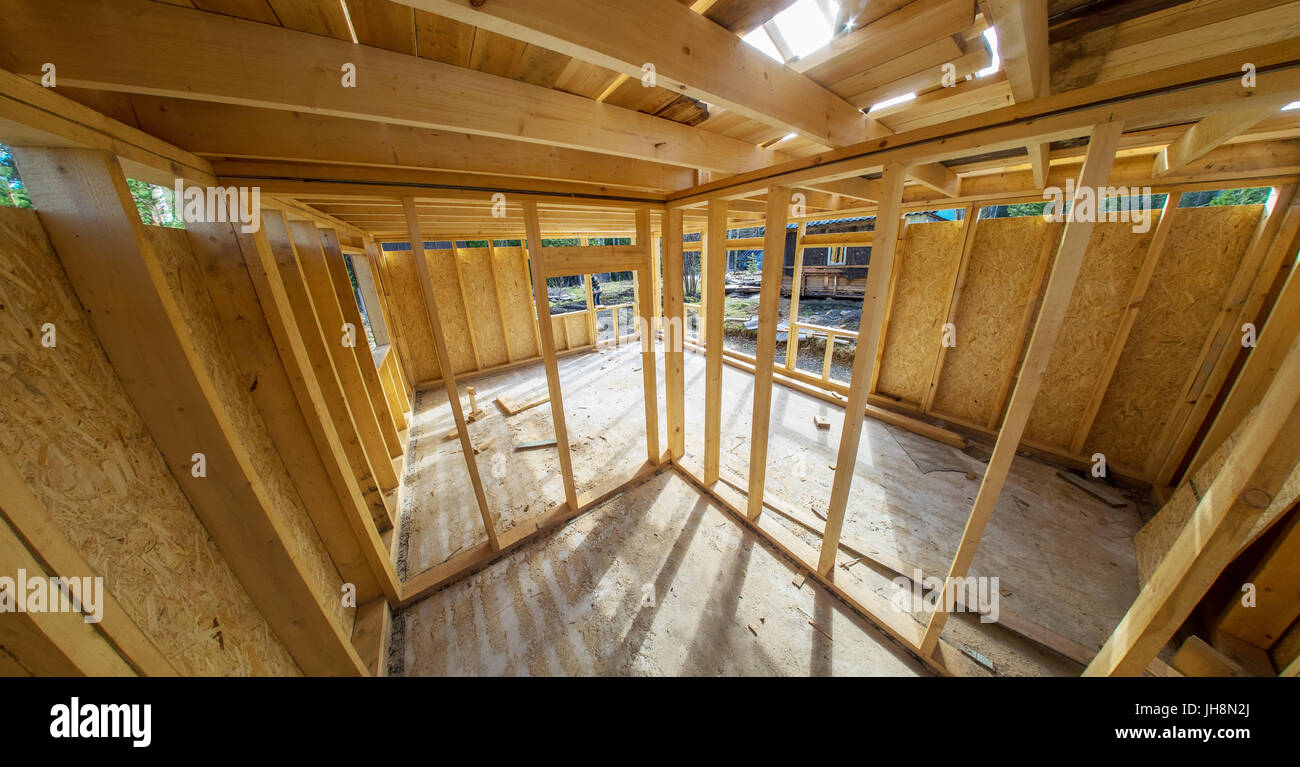 Construction of a frame house Stock Photo - Alamy