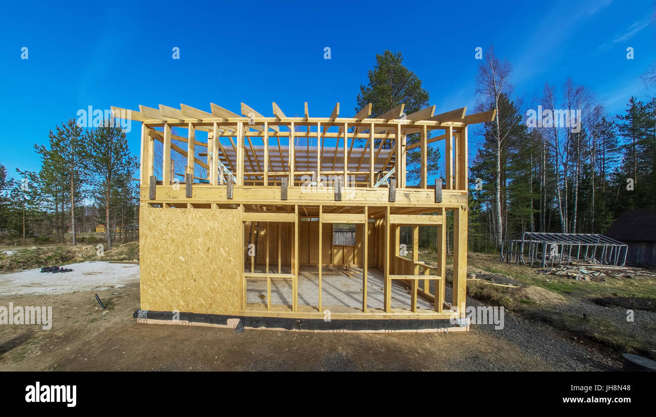 Construction of a frame house Stock Photo - Alamy