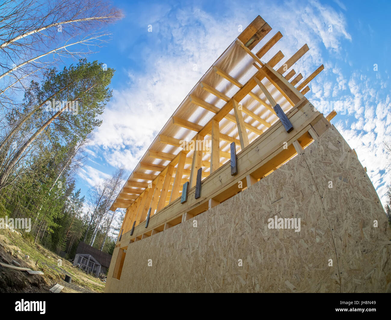 Construction of a frame house Stock Photo - Alamy