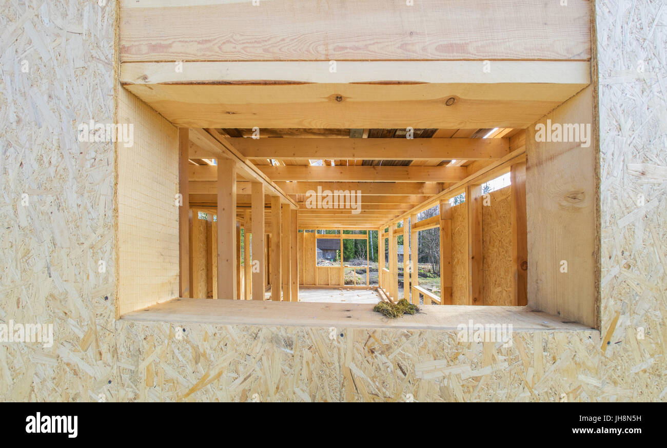 Construction of a frame house Stock Photo - Alamy