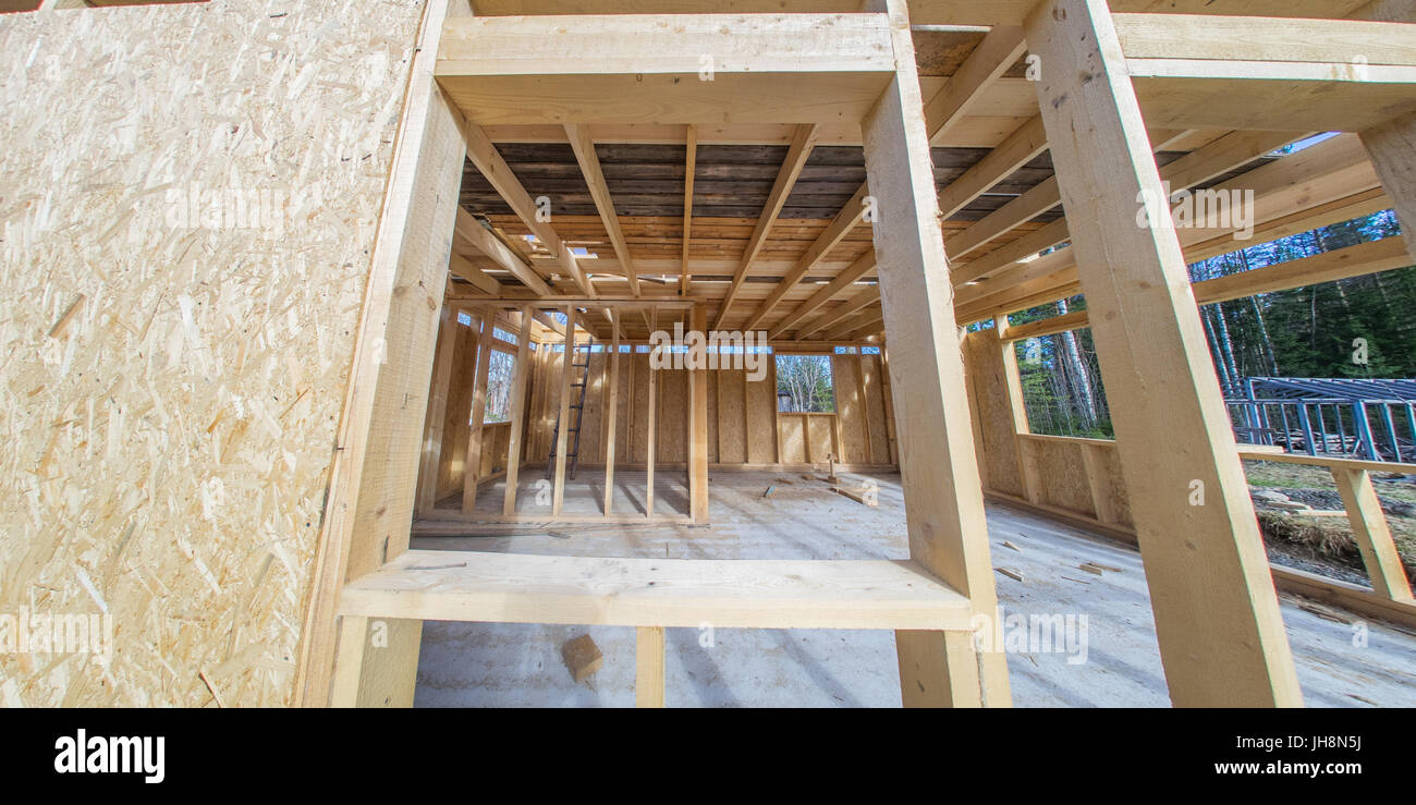 Construction of a frame house Stock Photo - Alamy