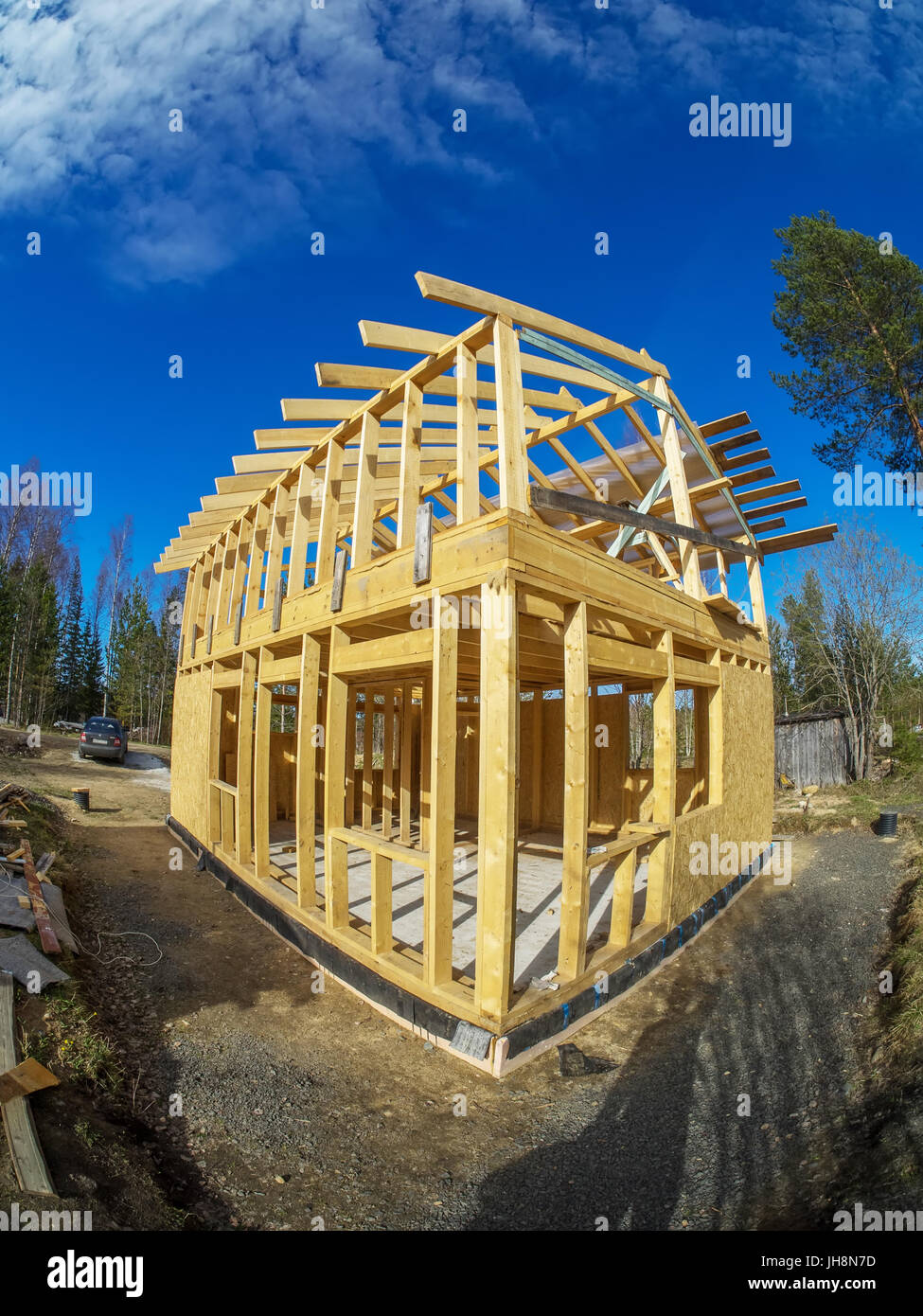 Construction of a frame house Stock Photo - Alamy