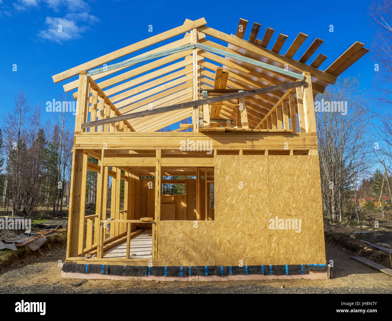 Construction of a frame house Stock Photo - Alamy