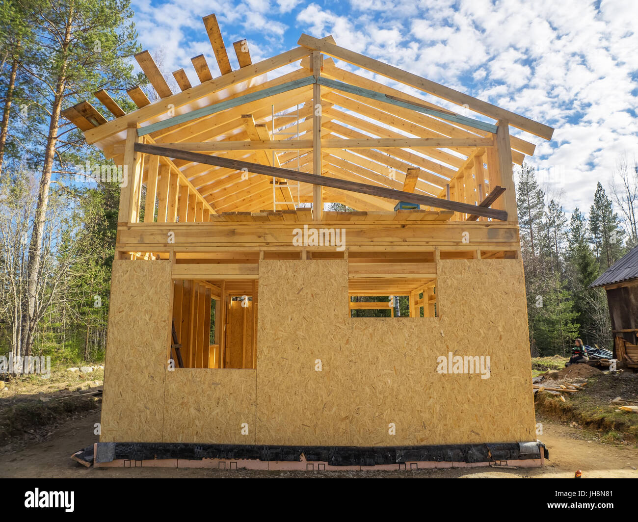 Construction of a frame house Stock Photo - Alamy