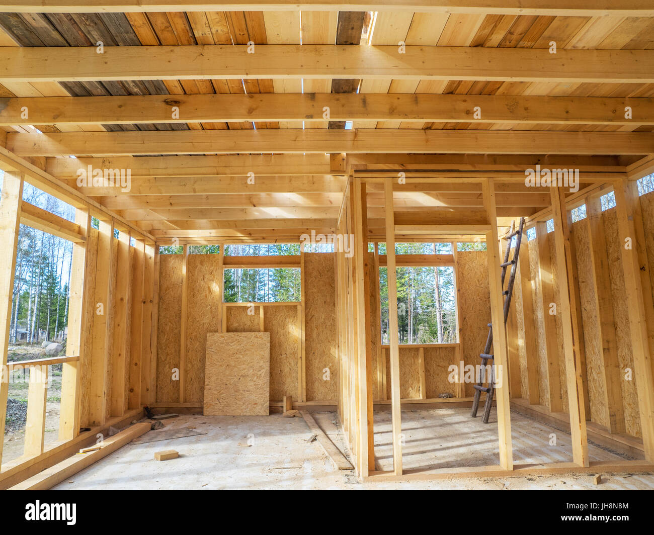 Construction of a frame house Stock Photo - Alamy
