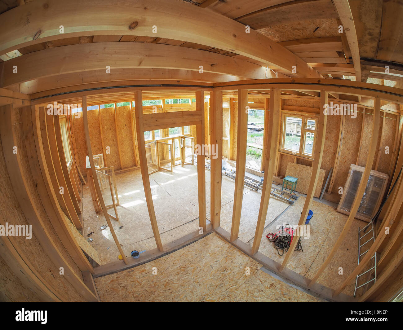 Construction of a frame house Stock Photo - Alamy