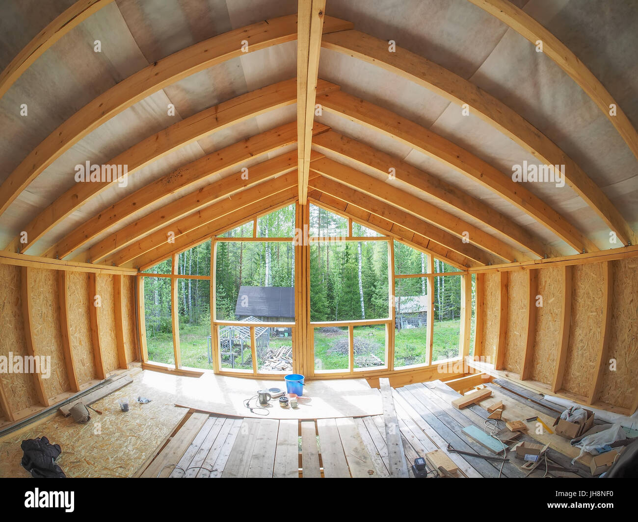 Construction of a frame house Stock Photo - Alamy