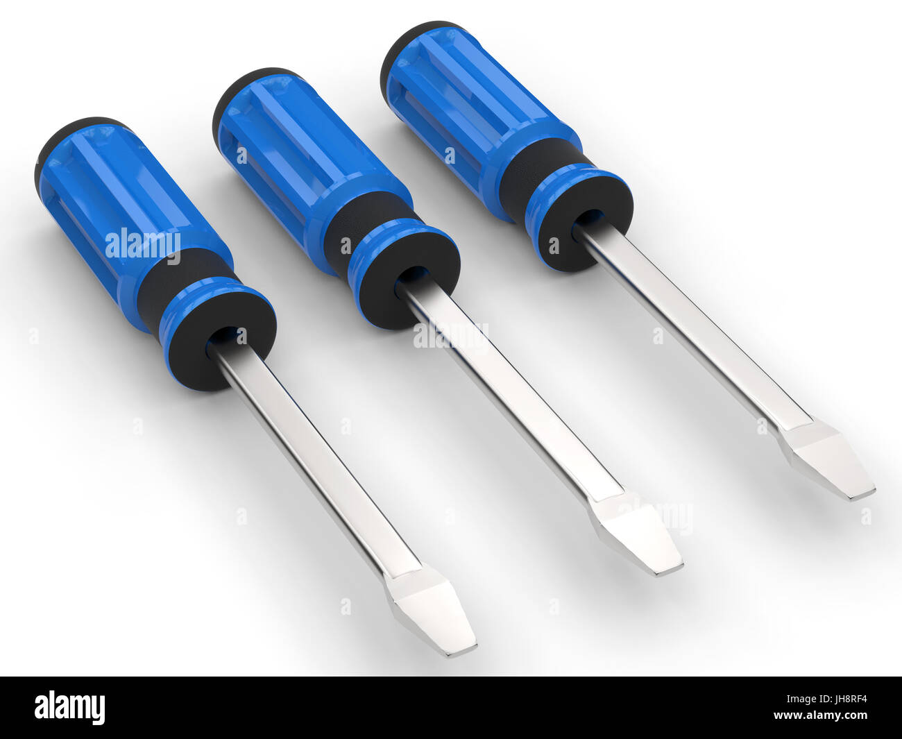 3d rendering blue screw drivers Stock Photo - Alamy