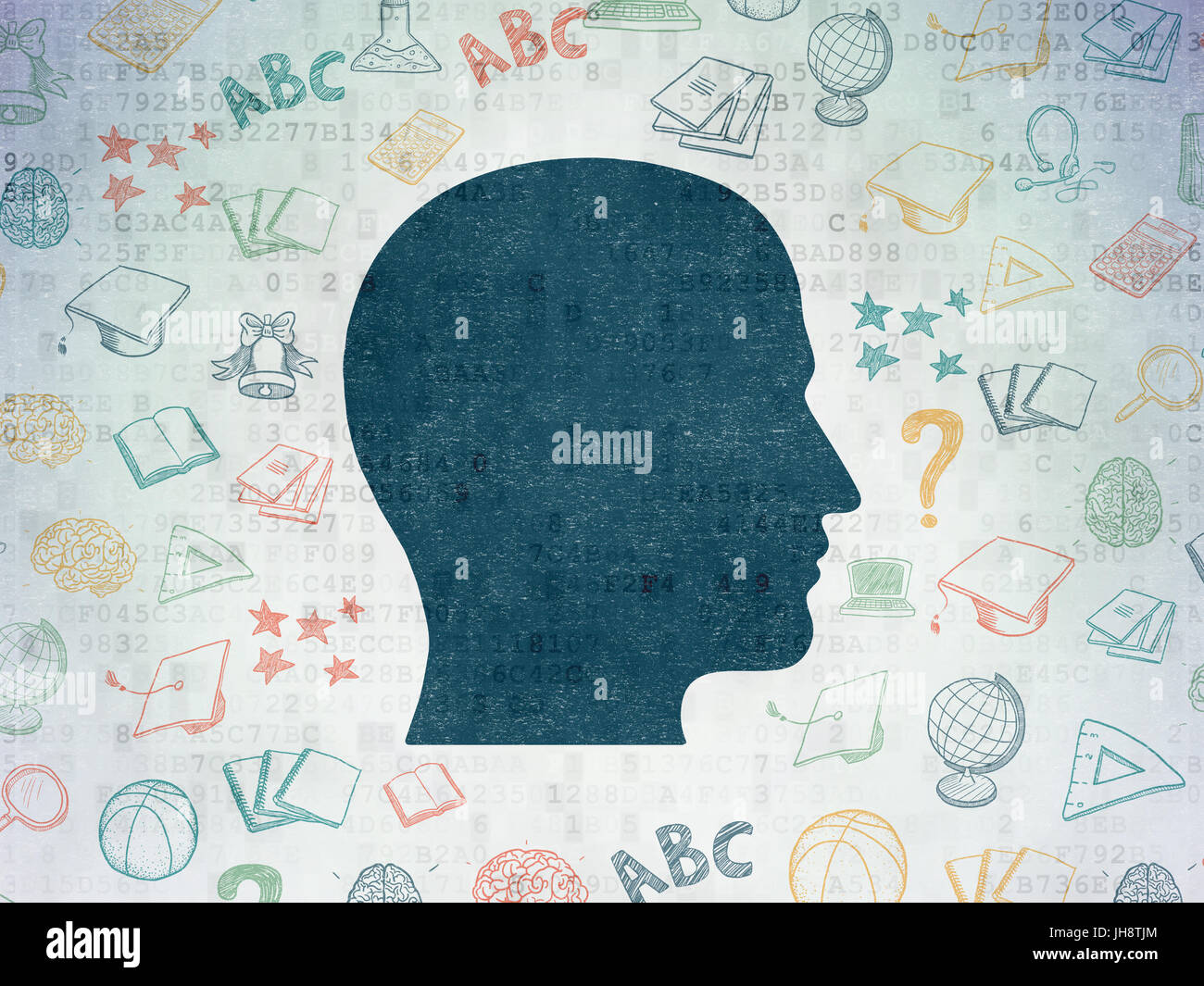 Education concept: Head on Digital Data Paper background Stock Photo ...