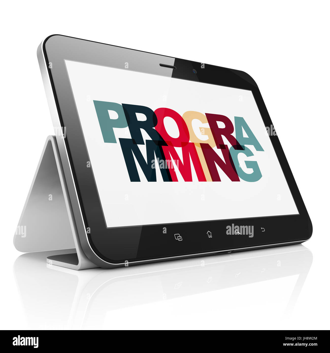 Database concept: Tablet Computer with Programming on display Stock ...