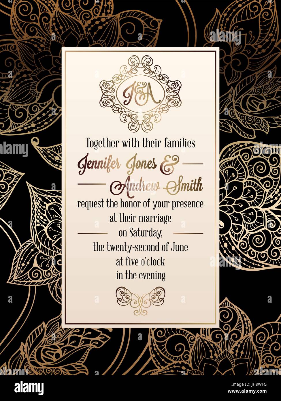 Vintage baroque style wedding invitation card template.. Elegant formal ...