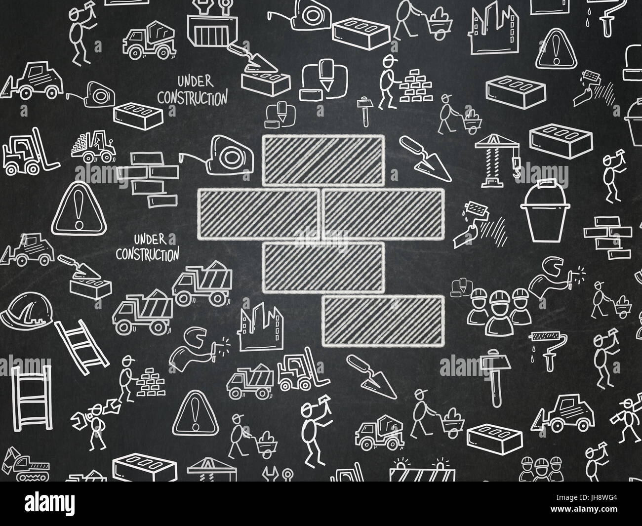 Building construction concept: Bricks on School board background Stock ...