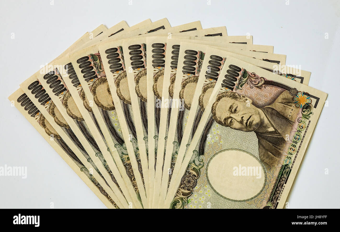 Japanese yen (JPY) on white background. Money banknotes for design ...