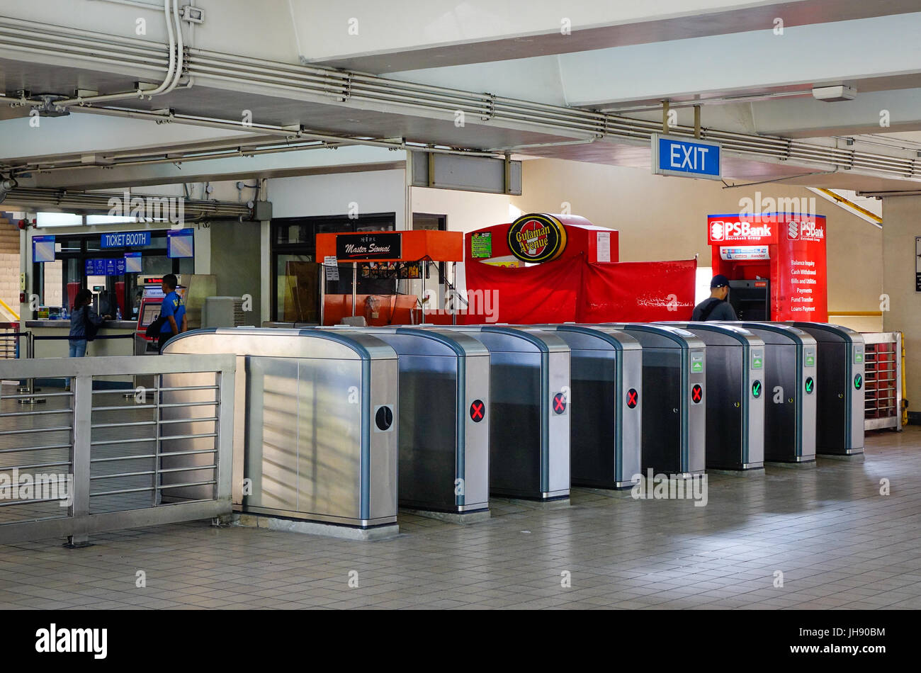 Manila, Philippines - Dec 21, 2015. Entrance gates at subway station in ...