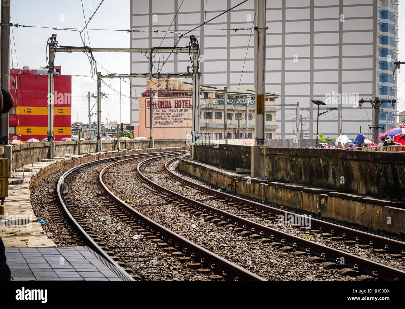 Manila, Philippines - Dec 21, 2015. Railway tracks at subway station in ...