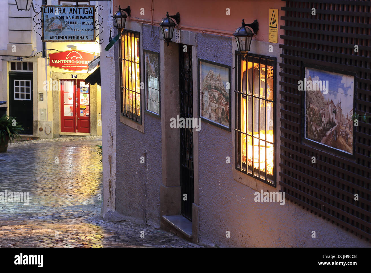 Sintra town at night, Portugal Stock Photo - Alamy