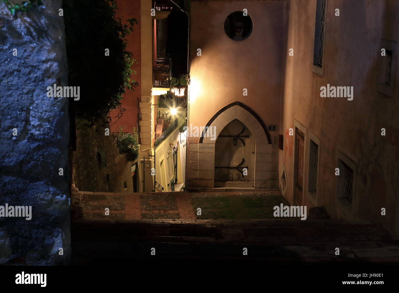 Taormina street at night, Sicily, Italy Stock Photo - Alamy