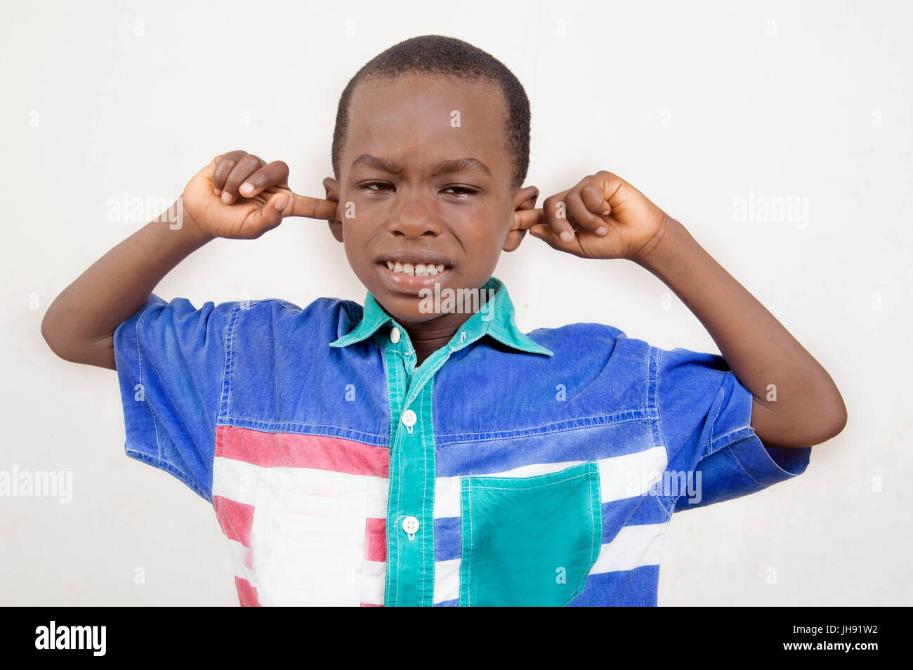 little boy wants to hear nothing that was said about him Stock Photo ...