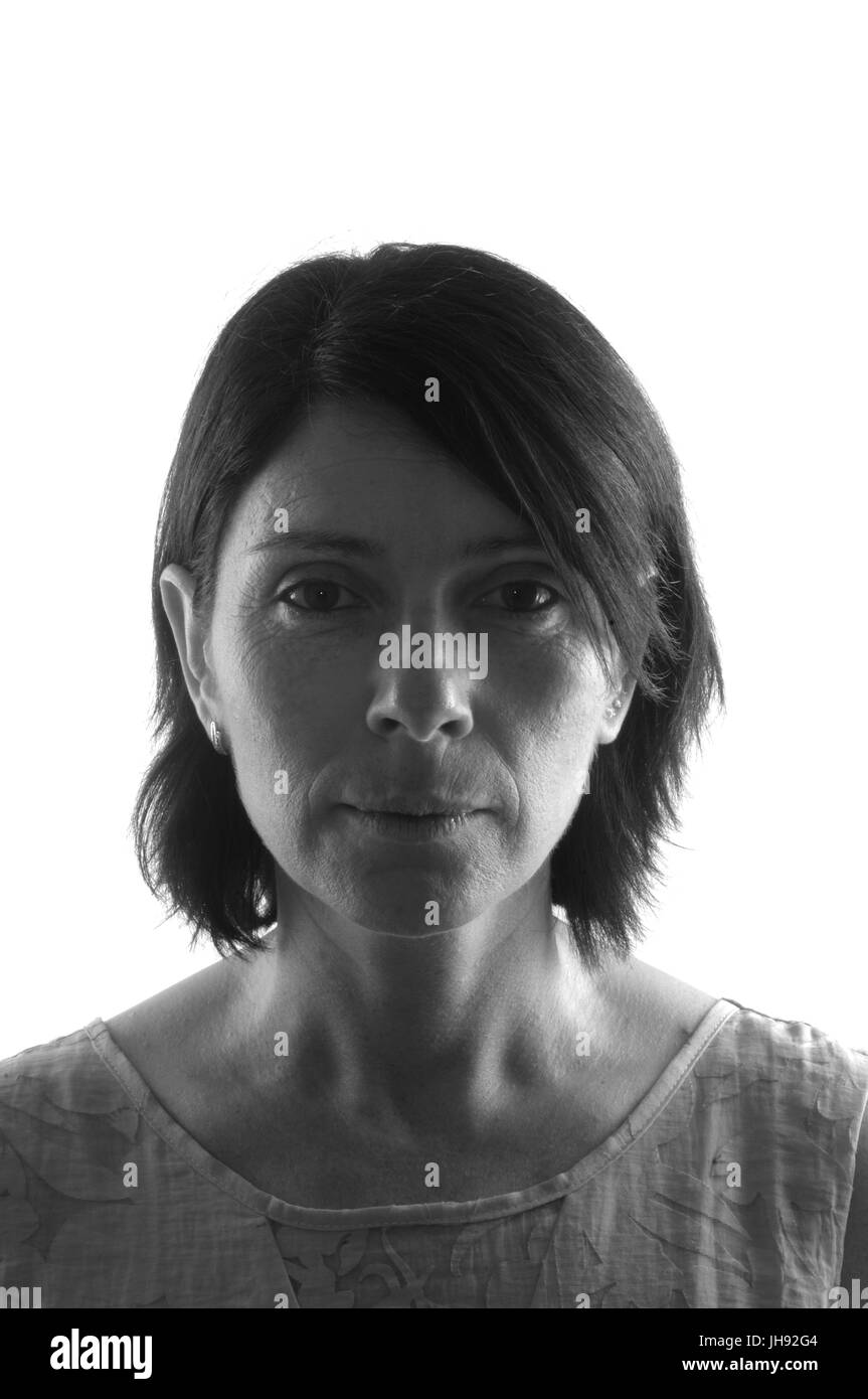 portrait of a woman with shadow on white Stock Photo - Alamy