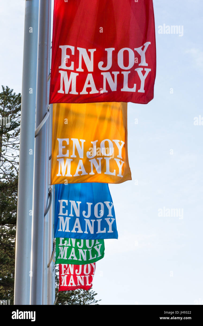 Enjoy Manly flags on the beachfront, Manly, Sydney, New South Wales ...