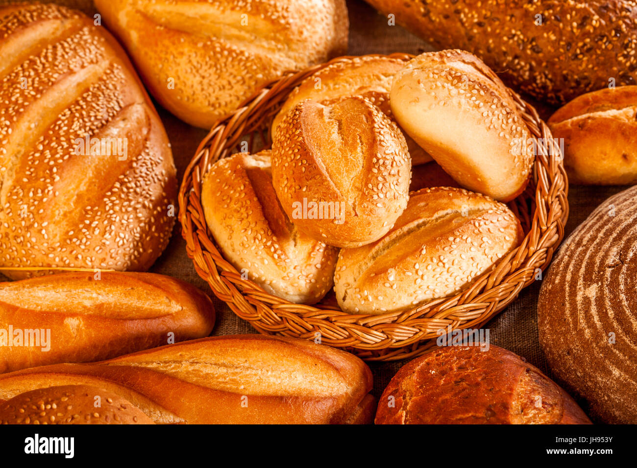 Fresh Assortment of baked bread Stock Photo - Alamy
