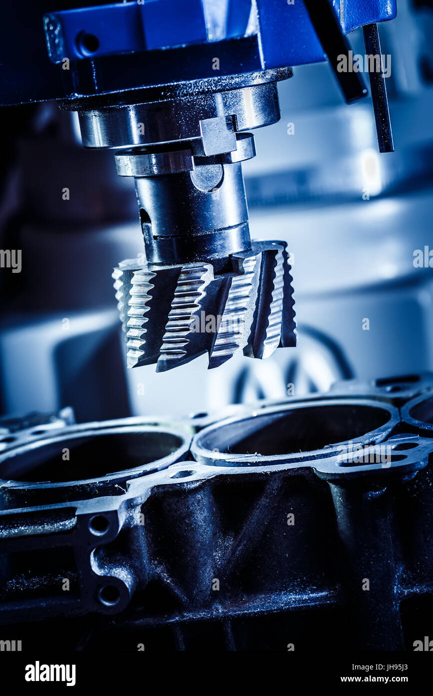 Metalworking CNC milling machine. Cutting metal modern processing ...