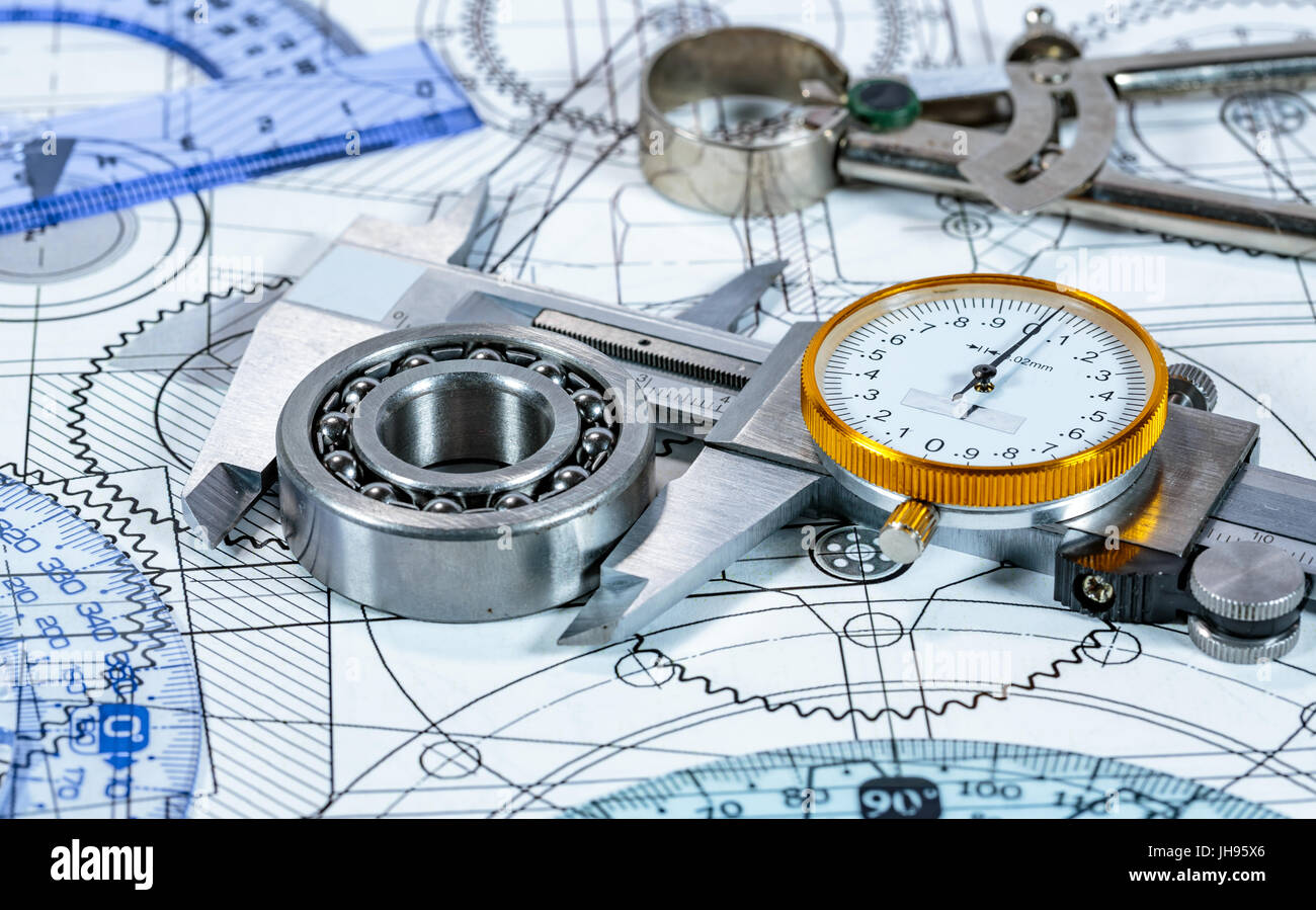 Technical drawing and tools Stock Photo - Alamy