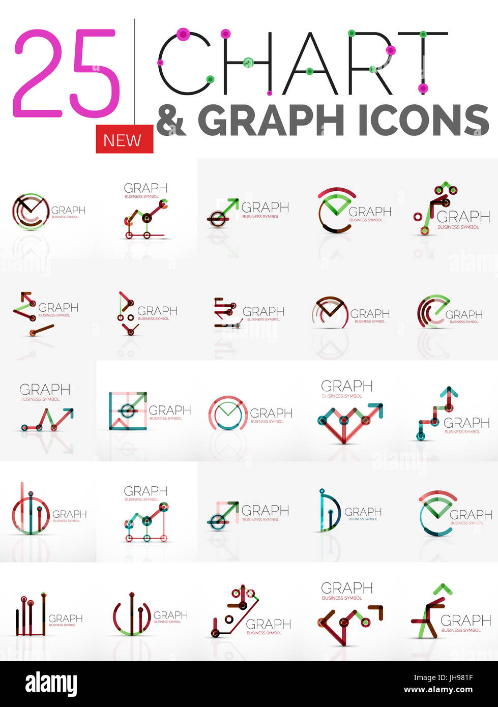 Collection of linear abstract logos - chart and graph icons - clean ...