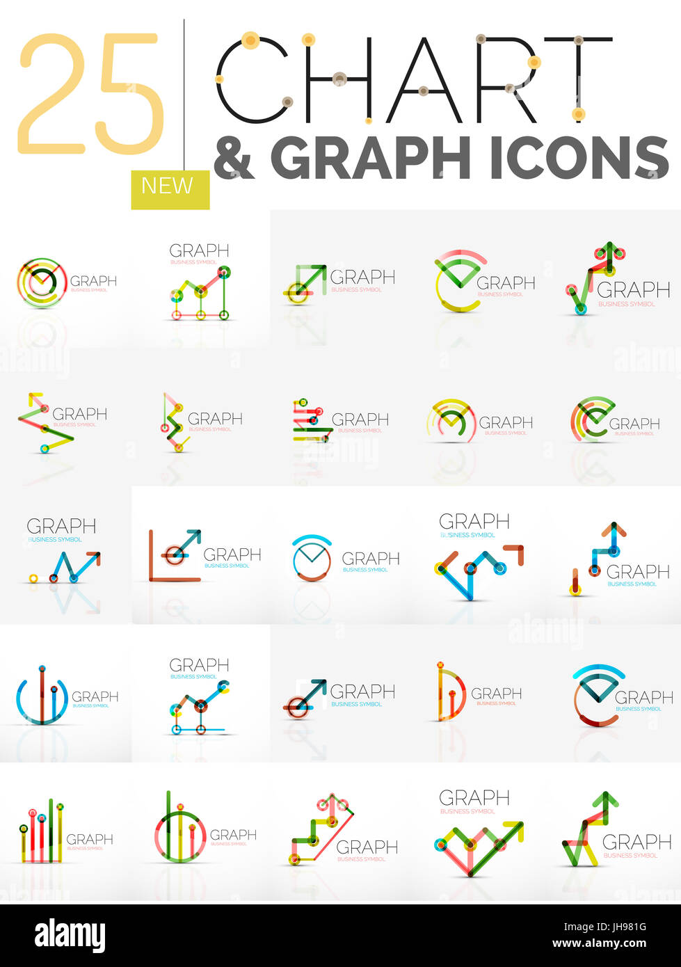 Collection of linear abstract logos - chart and graph icons - clean ...